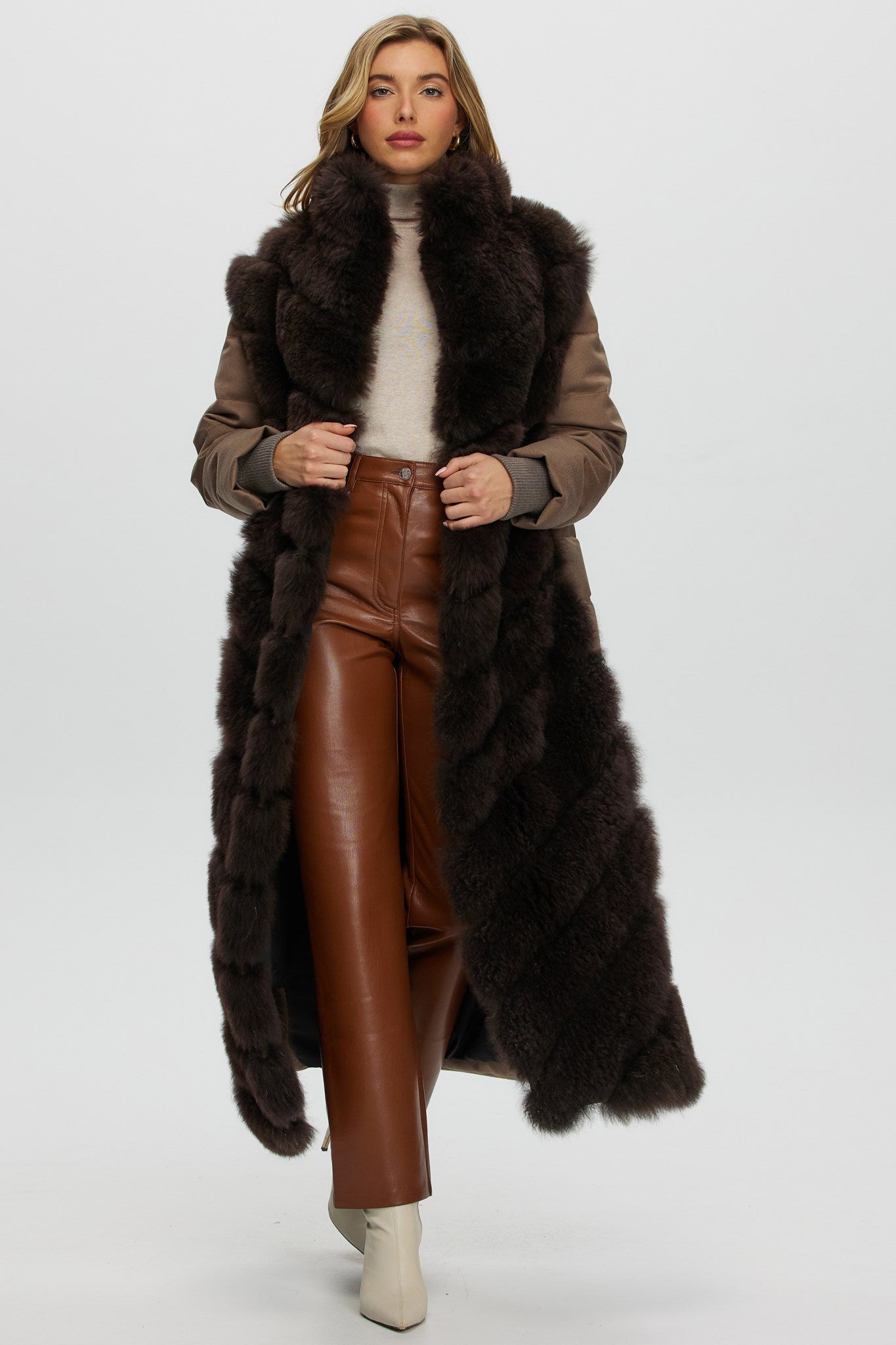 Select Cashmere Goat Diagonal Coat with Loro Piana Cashmere Sleeves an